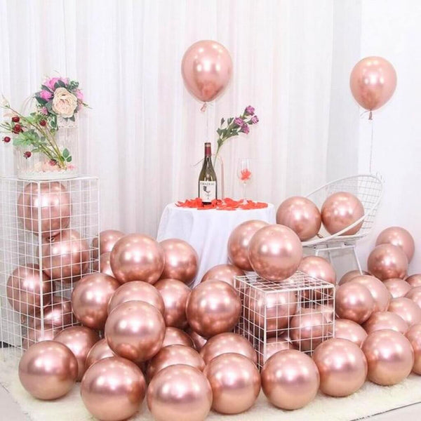 10pk 10inch Chrome Rose Gold Latex Balloons | Party Decorations