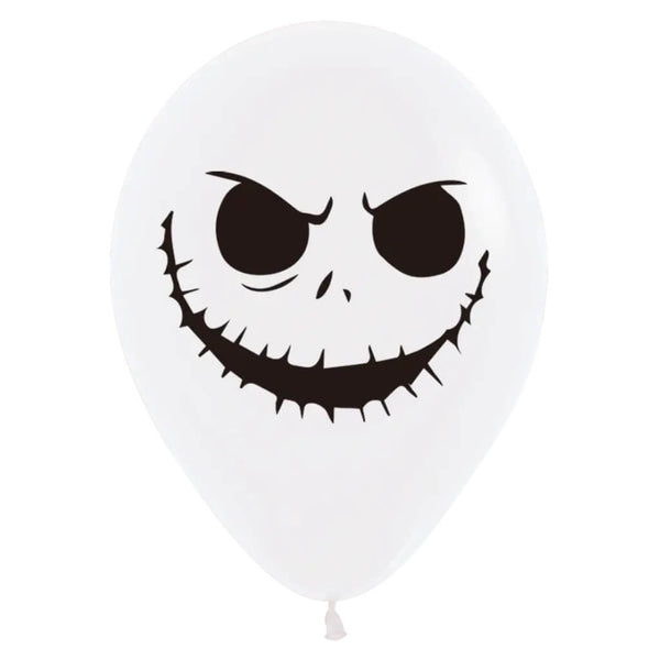 12-inch White Creepy Ghost Face Latex Balloons 10pk