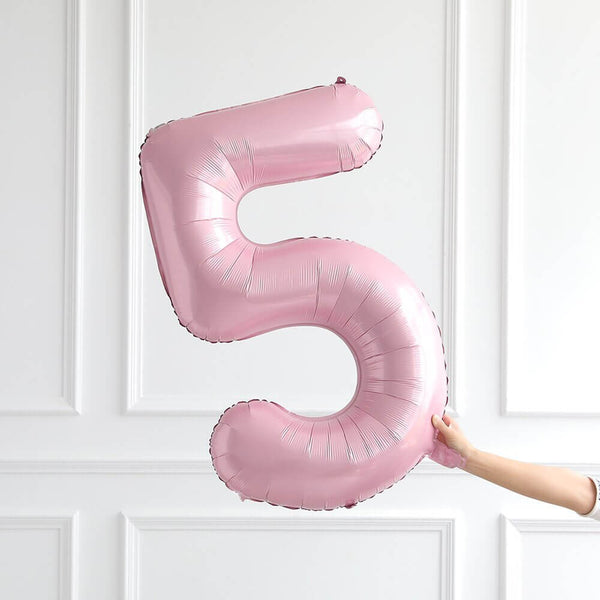 40" Jumbo Pastel Pink Number 5 Foil Balloon