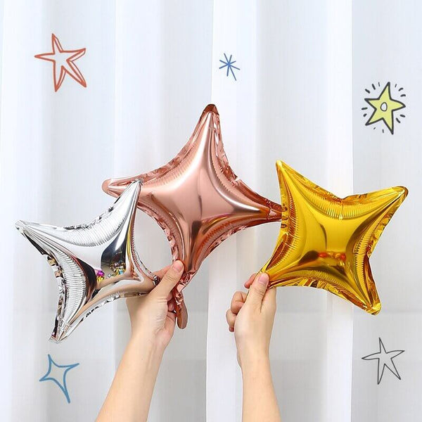 9-inch Rose Gold Four Point Star Foil Balloons 10pk
