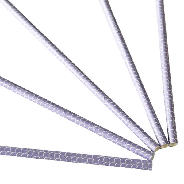 Pastel Purple Mermaid Paper Straws 8pk