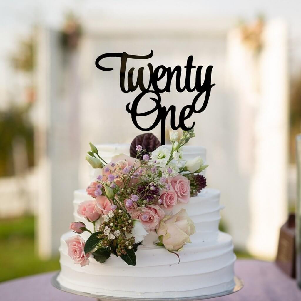 Gold Mirror Geometric Circle Happy 18th Cake Topper