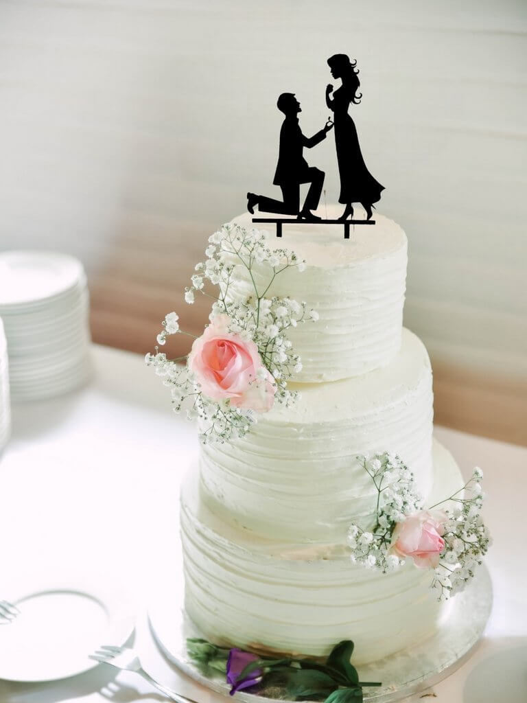 Acrylic Silhouette Couple Proposal Cake Topper