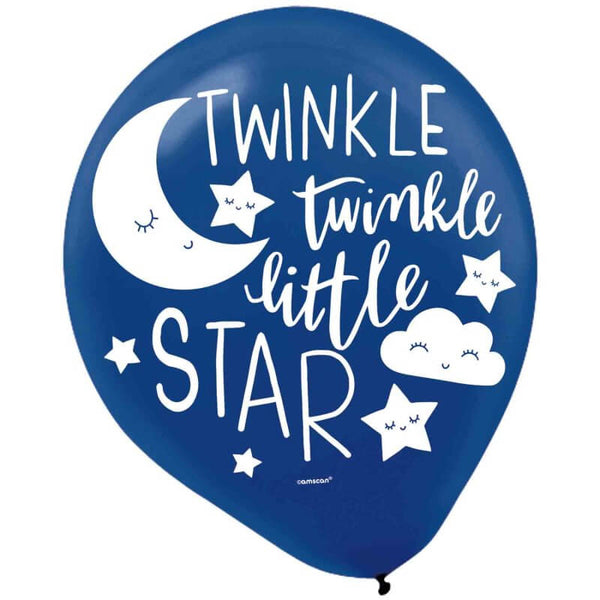 Blue Twinkle Twinkle Little Star Latex Balloons 15pk