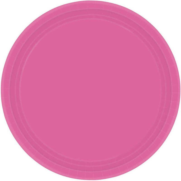 20pk Bright Pink Round Paper Plates 17cm Party Tableware Decorations