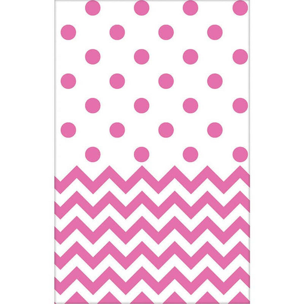 New Pink Chevron Dot Plastic Tablecover | Party Supplies