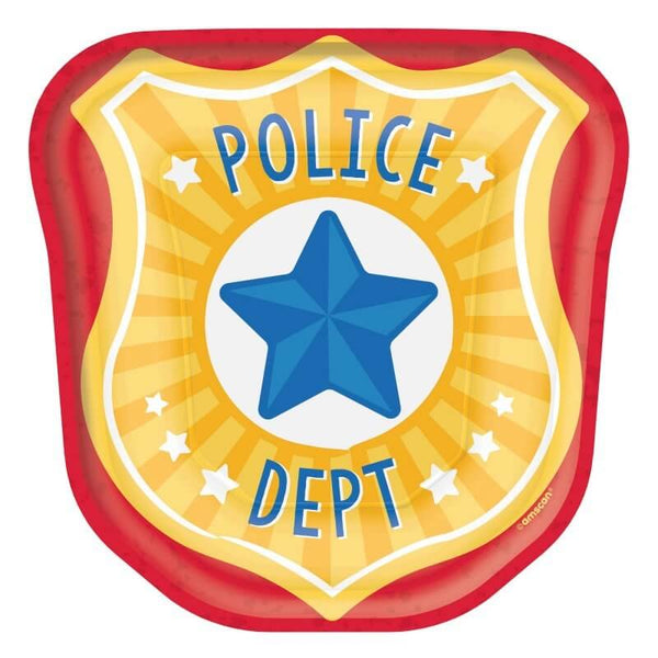 First Responders Police Badge Shaped Paper Plates 17cm 8pk