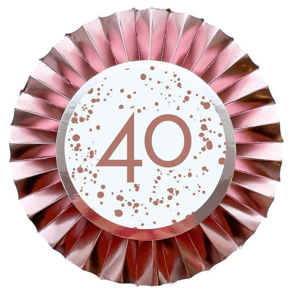 Rose Gold 40 Rosette Badge - Birthday Outfit Accessories
