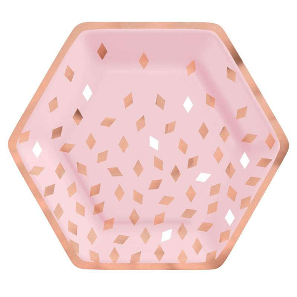 Blush Birthday Hexagonal Paper Plates 8pk | Party Supplies