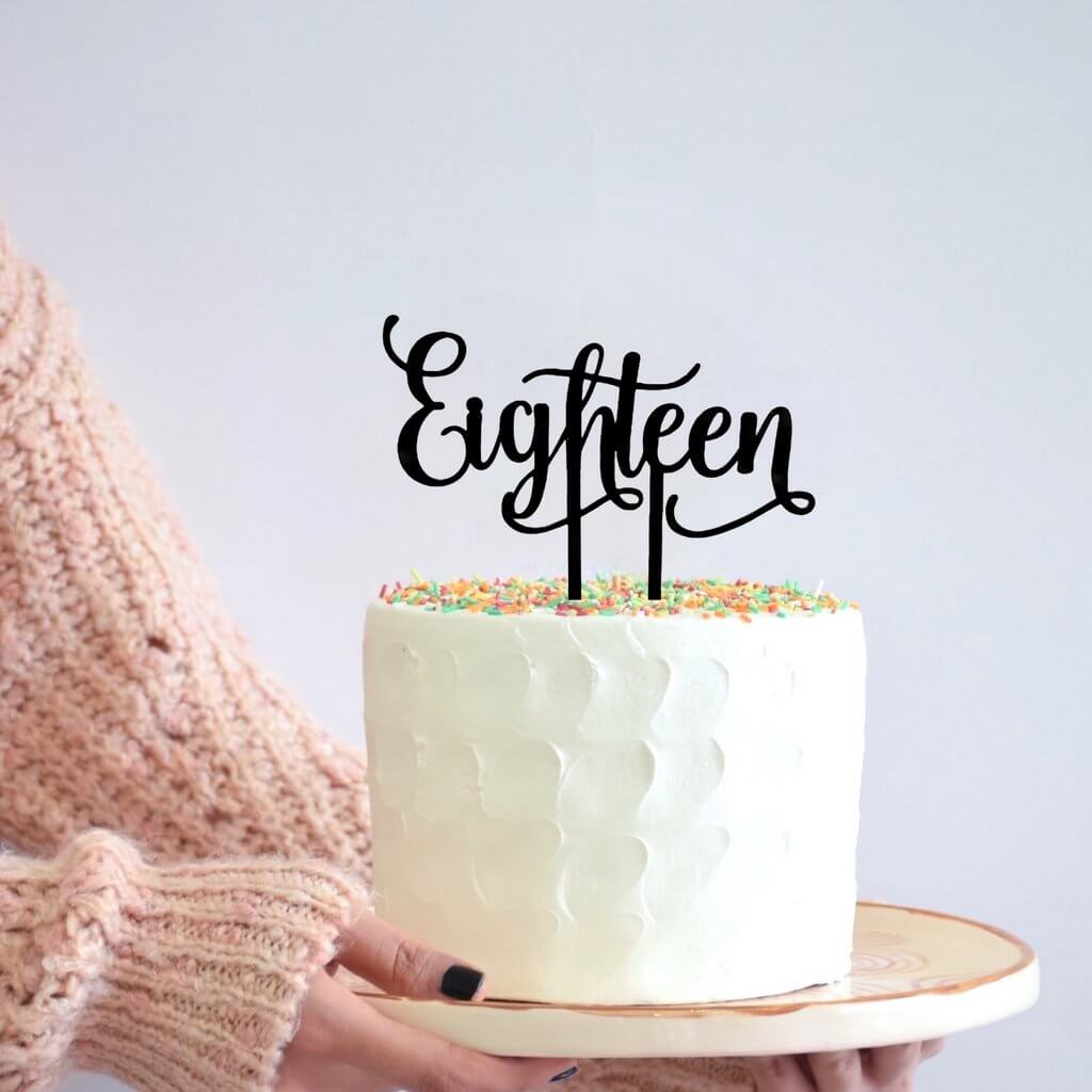 Gold Mirror Geometric Circle Happy 18th Cake Topper