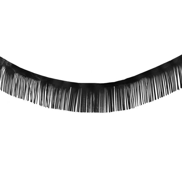 Metallic Black Tinsel Fringe Foil Banner 3m