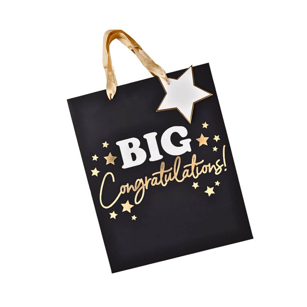 Big congratulations gift bag black gold