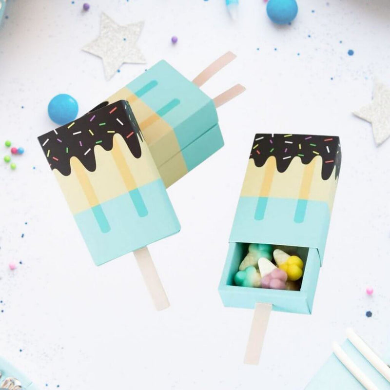 6pk Blue Ice Cream Treat Boxes - Party Favours | Online Party Supplies