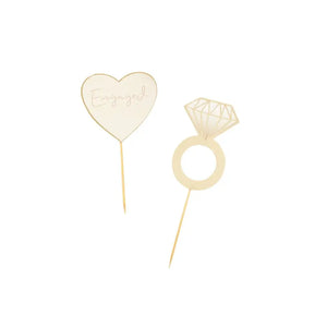 Bridal shower dessert picks with diamond ring motifs