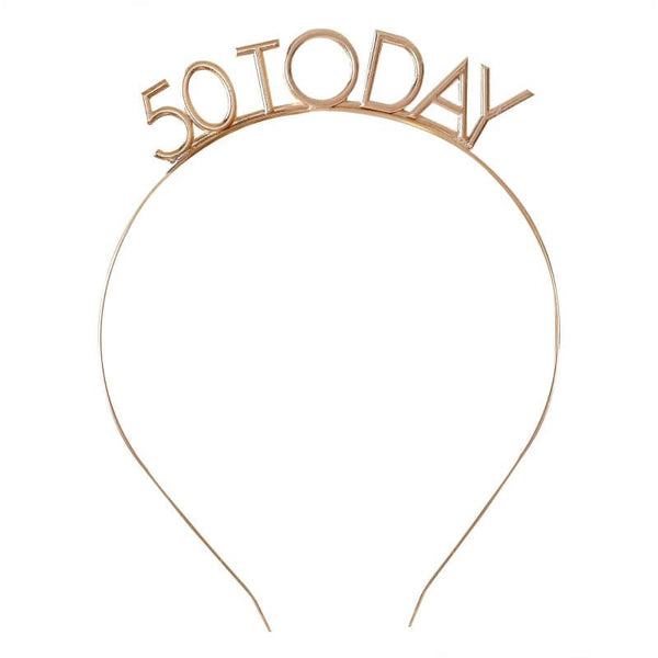 Champagne Noir 50 Today 50th Birthday Metal Headband Tiara
