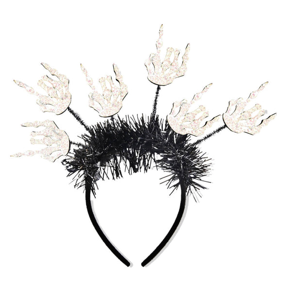 Glitter White Skeleton Hand Foil Tinsel Headband
