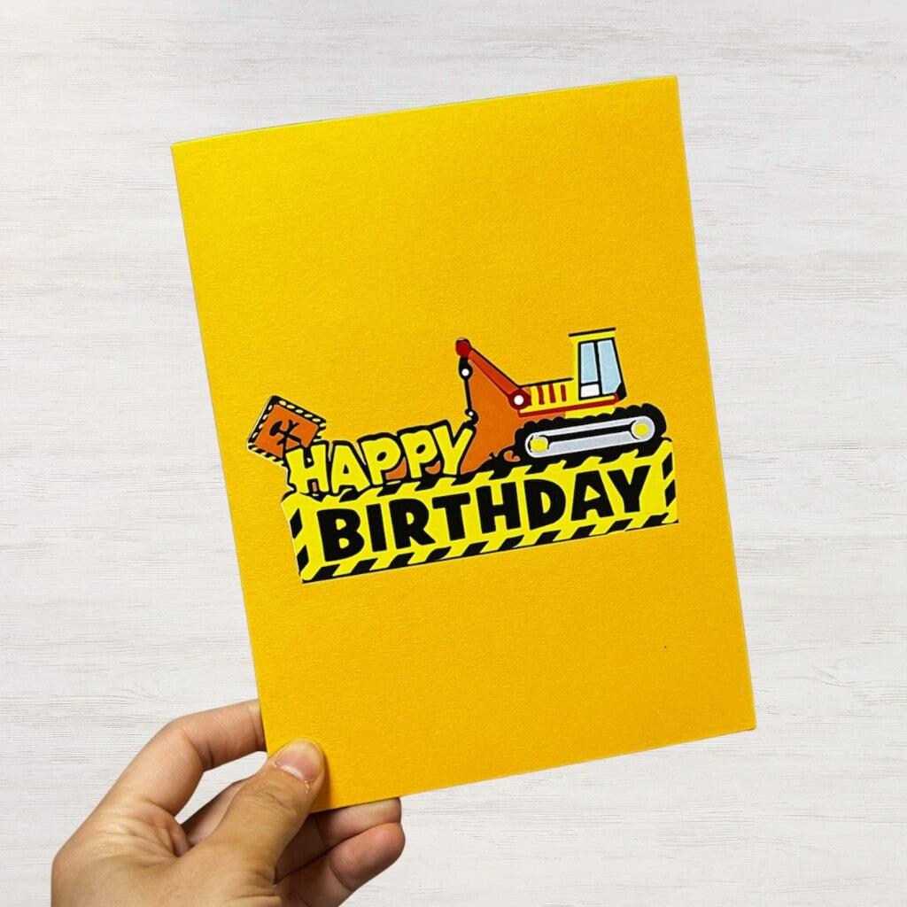 Customisable Happy Birthday All Age Crane Truck 3D Pop Card