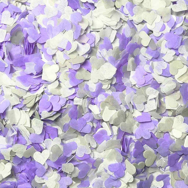 Lilac & White Heart Paper Confetti Mix 20g