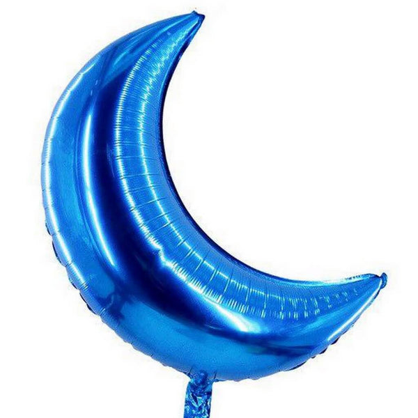 Blue Crescent Moon Shaped Foil Balloon | Party Supplies