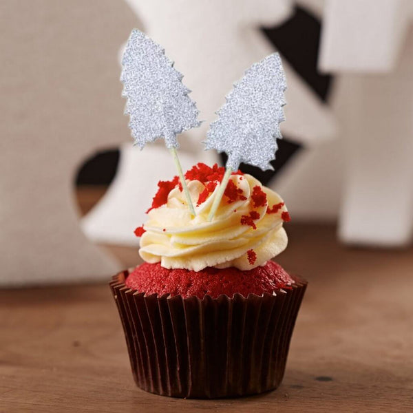 12pk Christmas Tree Glitter Cupcake Picks | Party Supplies
