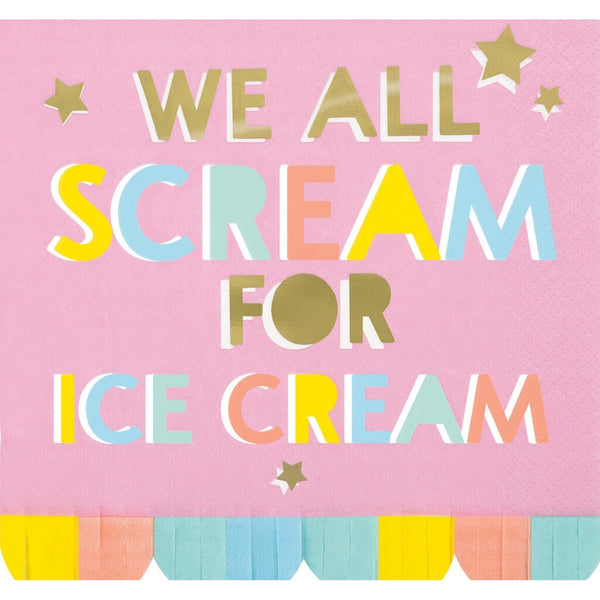 Pastel Ice Cream Scalloped Fringe Edge Luncheon Napkins 16pk
