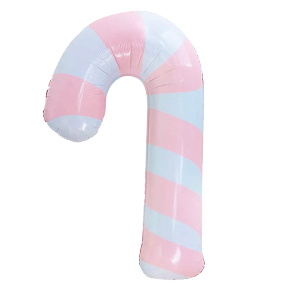 Pastel Pink & White Striped Candy Cane Foil Balloon