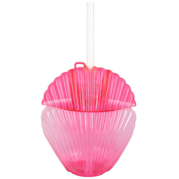 Pink Seashell Cup with Straw 444ml