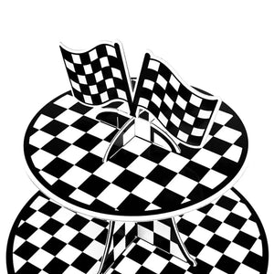 3 tier race car birthday cupcake display