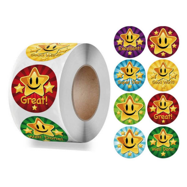 Motivational Star Stickers 50pk - Student Incentive Labels