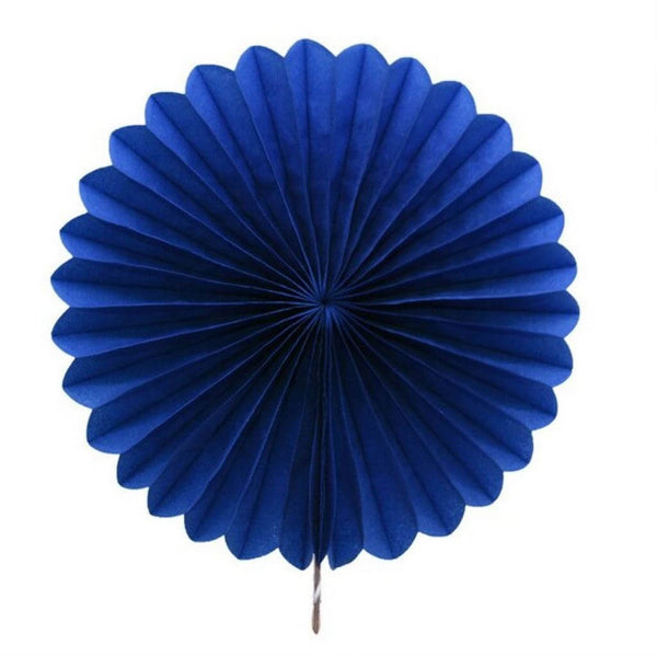 Royal Blue Round Paper Fan - 6 Sizes