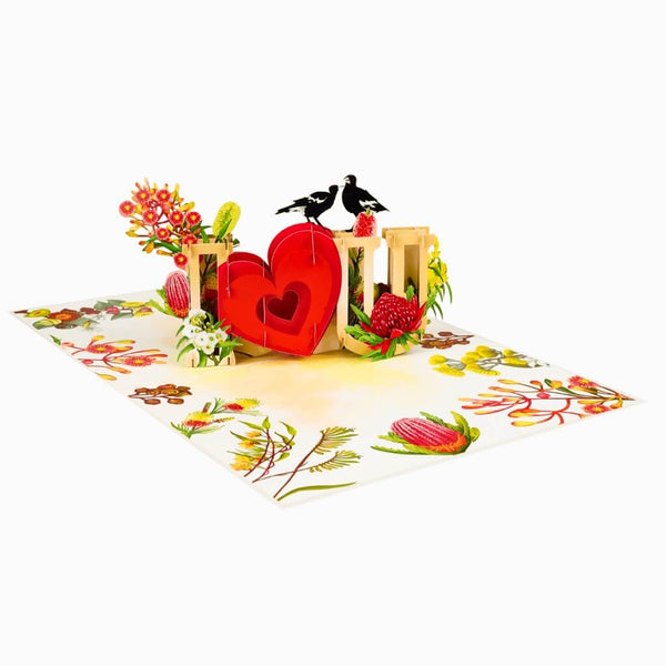 I Love You Magpie Couple 3D Pop Up Card