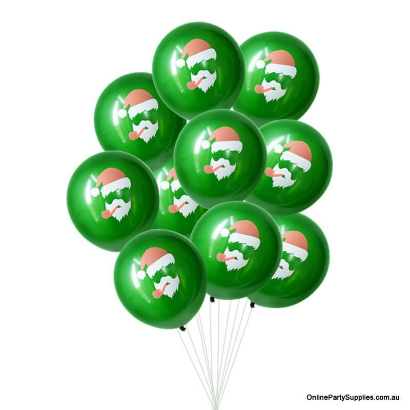 12-inch Cigar Santa Green Latex Balloons 10pk