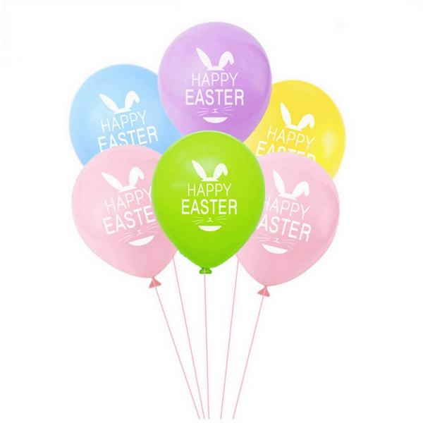 12" Happy Easter Bunny Latex Balloon 10pk | Party Supplies