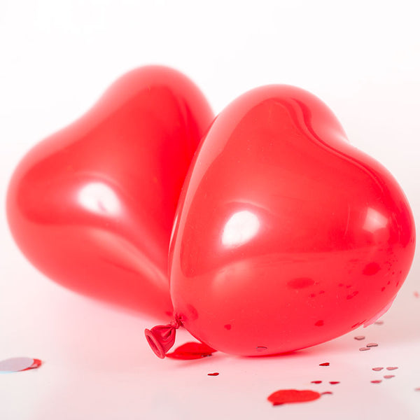 12-inch Red Heart Latex Balloons 10pk