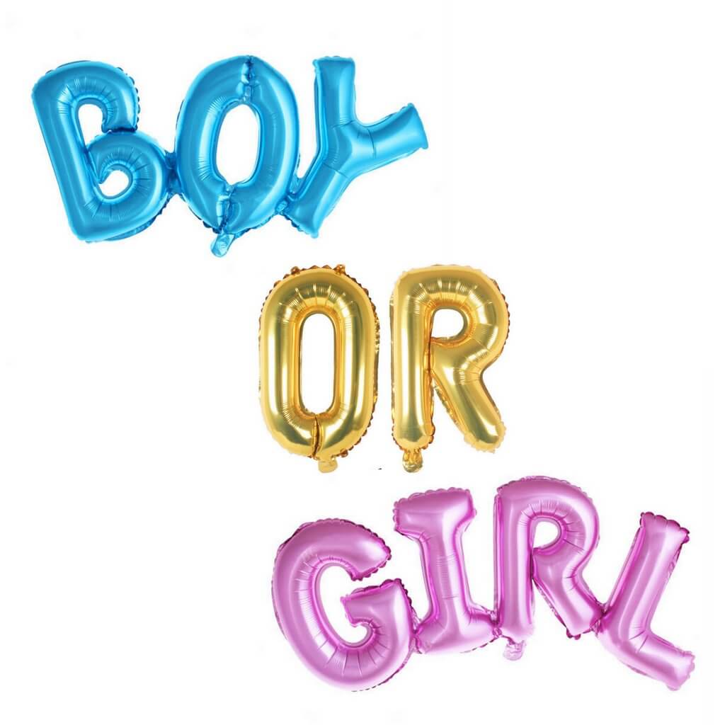 BOY OR GIRL Gender Reveal Balloon Banner Bunting