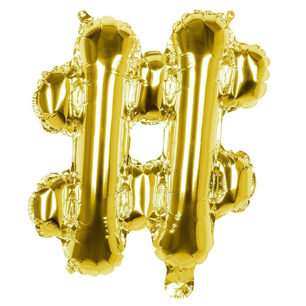 16" Metallic Gold Hashtag Symbol (#) Foil Balloon
