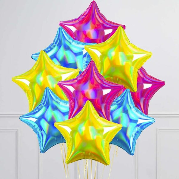 18 Iridescent Gold Star Foil Balloon Party Supplies