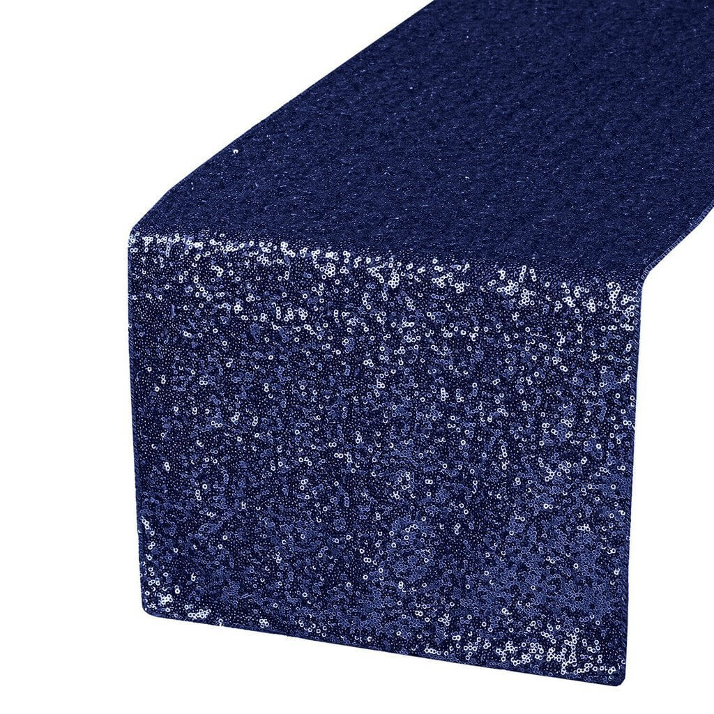 Sparkling Midnight Blue Sequin Table Runner - 30x275cm
