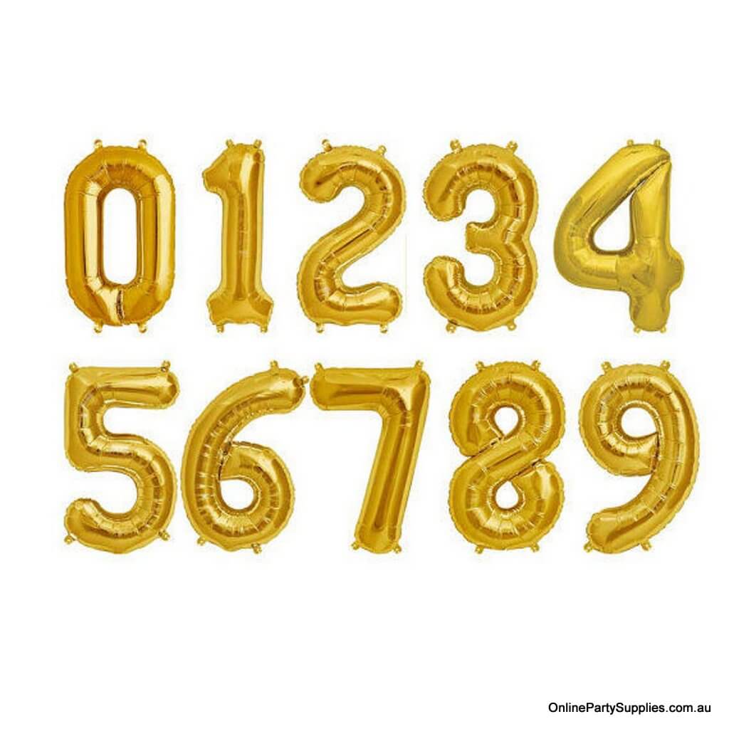 Gold Alphabet Letters & Numbers Foil Balloons - Party Supplies ...