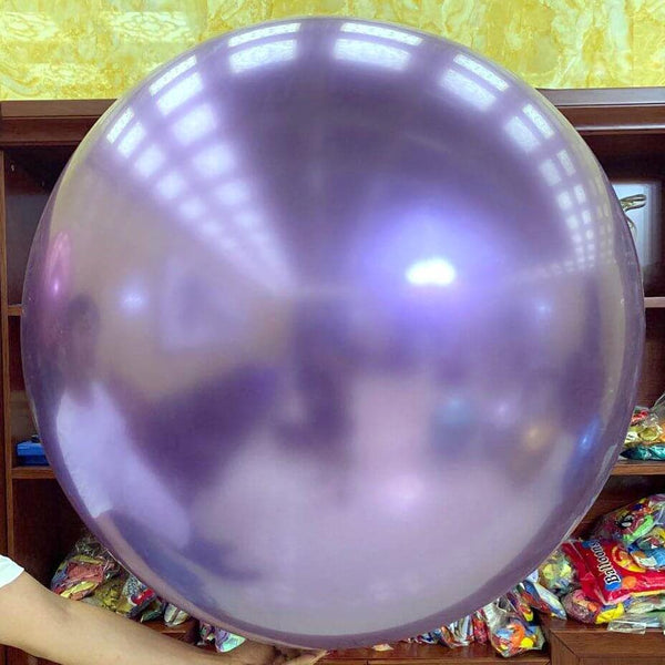 90cm Jumbo Round Metallic Chrome Purple Party Balloon
