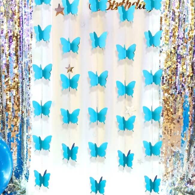 3D Blue Butterfly Paper Garland