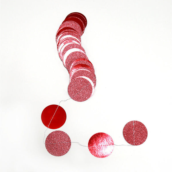 4m Red Glitter Round Confetti Paper Garland