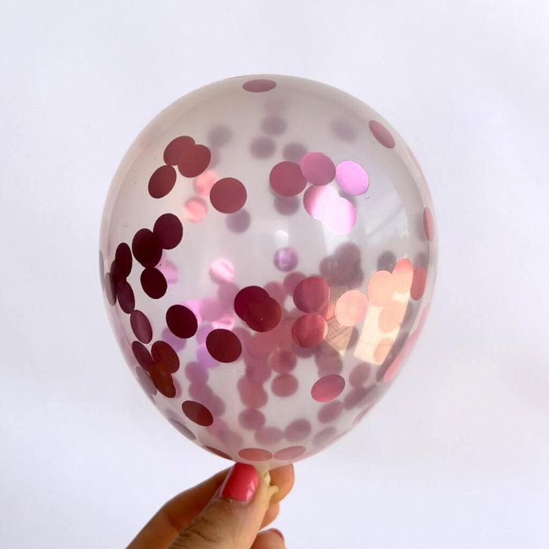 5" Mini Pink Foil Confetti Balloon 10pk | Party Supplies