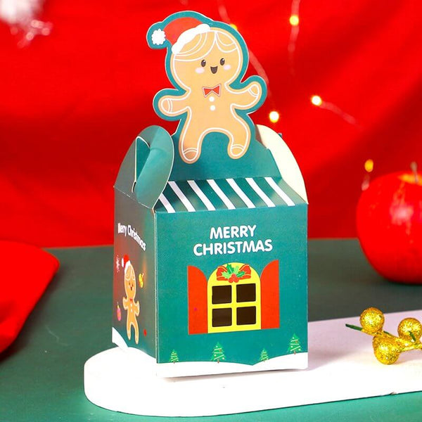 Dark Green Gingerbread Man Christmas Favour Box 5pk