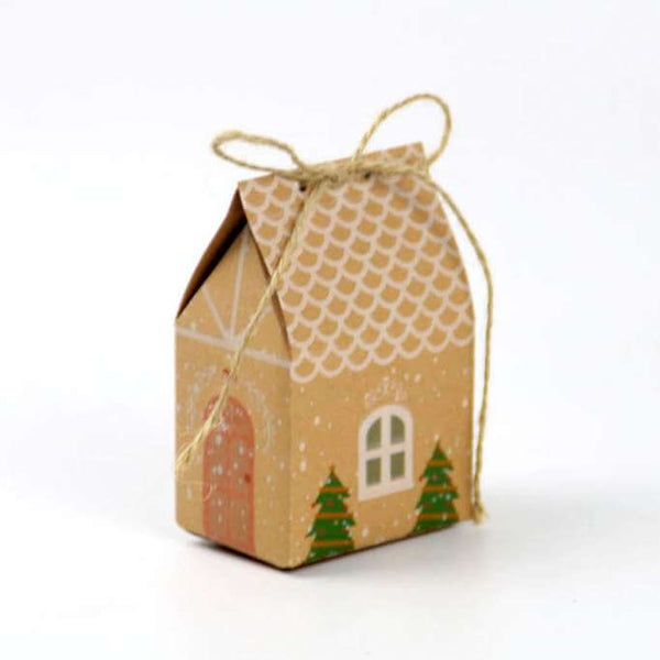Kraft Paper Christmas House Treat Box 5pk | Party Supplies