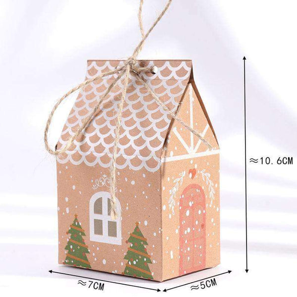 Kraft Paper Christmas House Treat Box 5pk | Party Supplies
