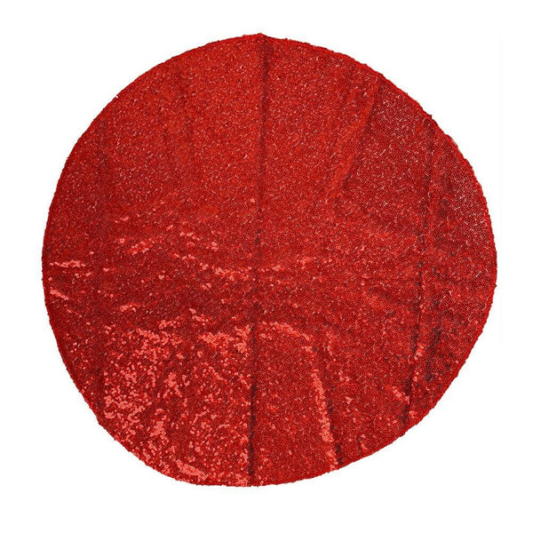 Round Sparkling Red Sequin Table Cover - 4 Sizes