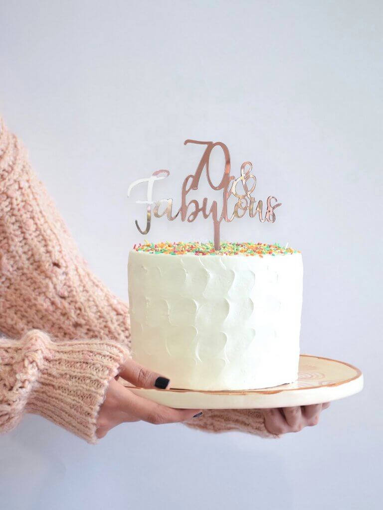 Acrylic Rose Gold Mirror 70 And Fabulous Cake Topper
