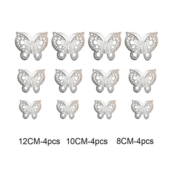 3D Removable Butterfly Wall Stickers 12pk - Silver