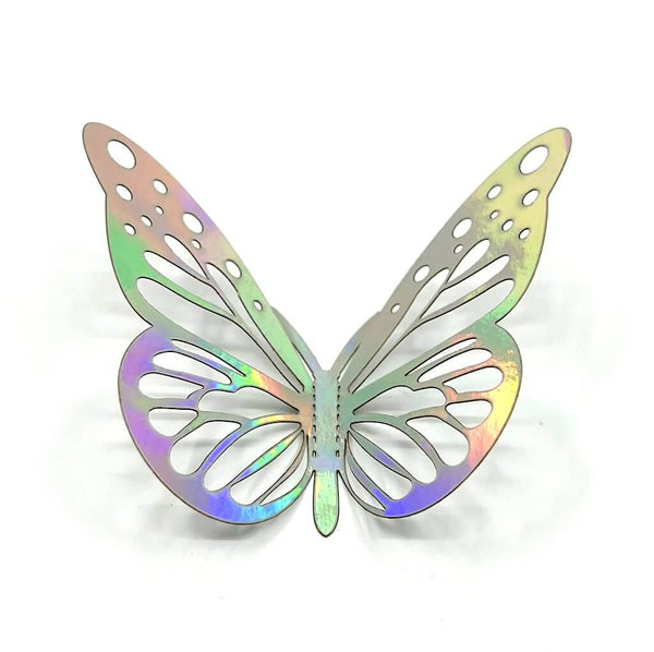3D Metallic Silver Paper Butterfly Wall Sticker 12pk